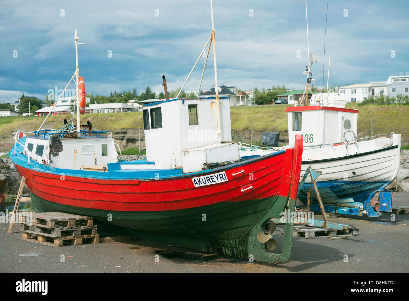Iceland, northern region, Husavik harbour, fishing boat Stock Photo - Alamy