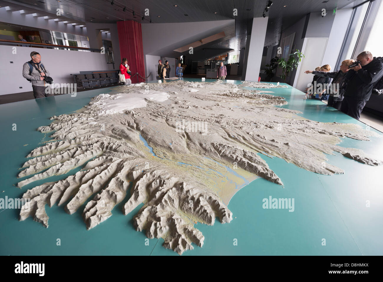 Iceland, Reykjavik, Radhuss city hall, 3D map of Iceland Stock Photo - Alamy