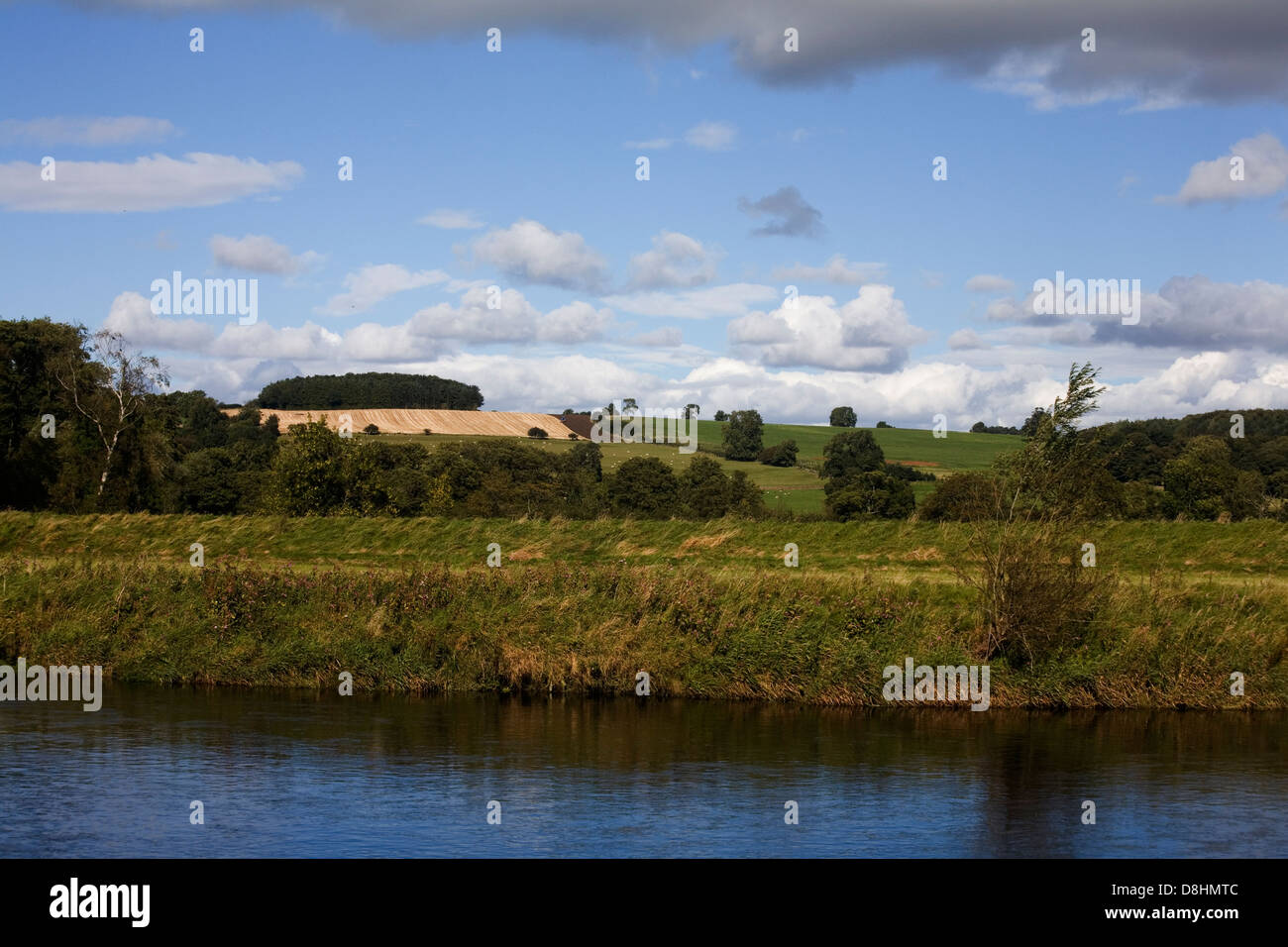 The River Ure flowing through the lower part of Wensleydale near to ...