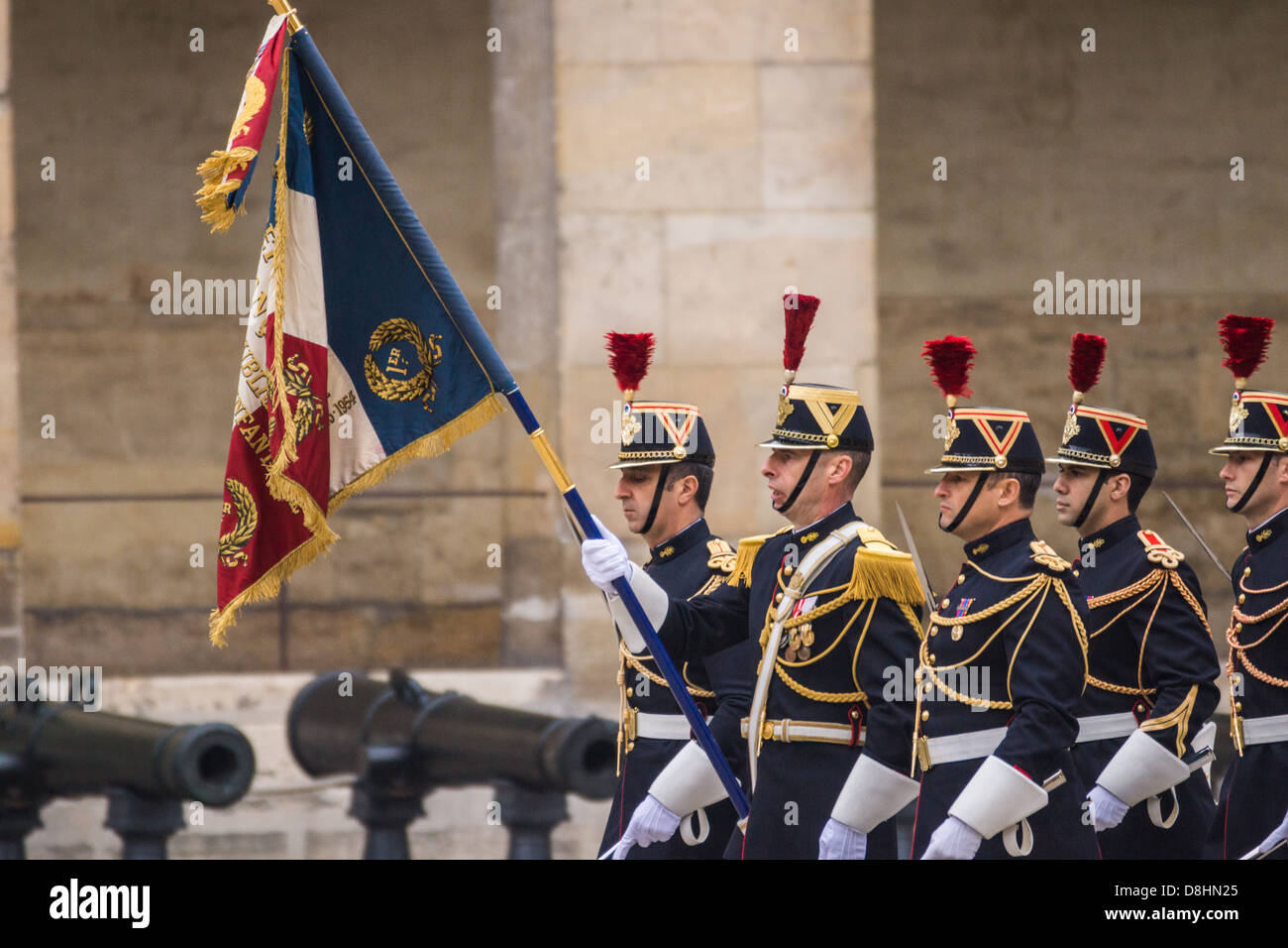 Les Invalides, Paris, France. Soldiers of a Honor Guard with a flag ...