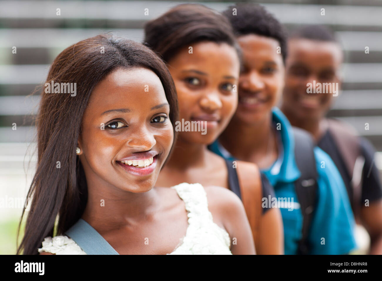 group of african college students line up Stock Photo - Alamy