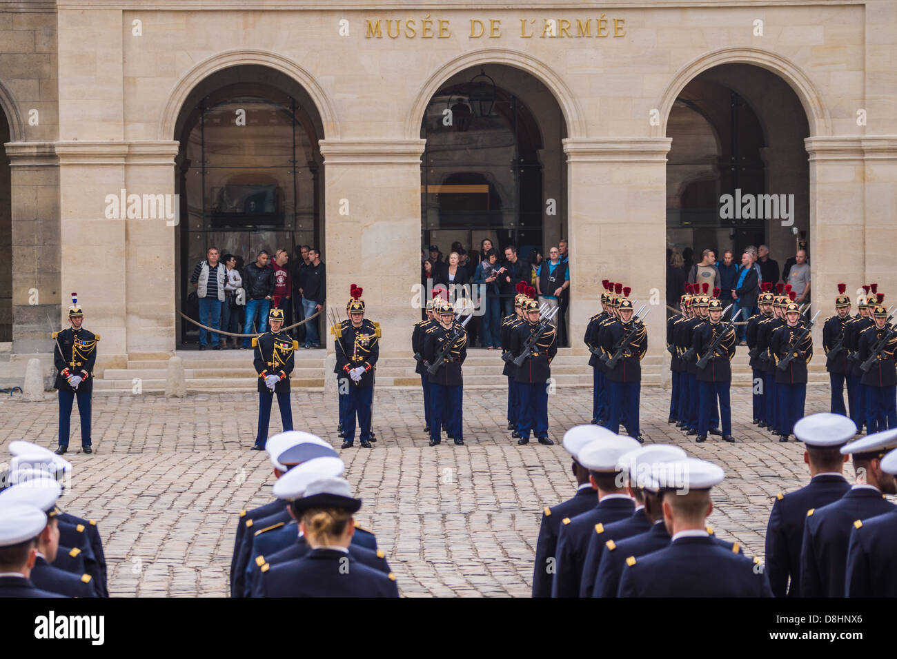 Les Invalides, Paris, France. People watch Soldiers of a Honor Guard ...