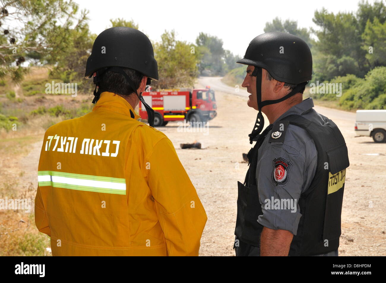 Haifa, Israel: Israeli Home Front Command sodiers, Fire fighters ...