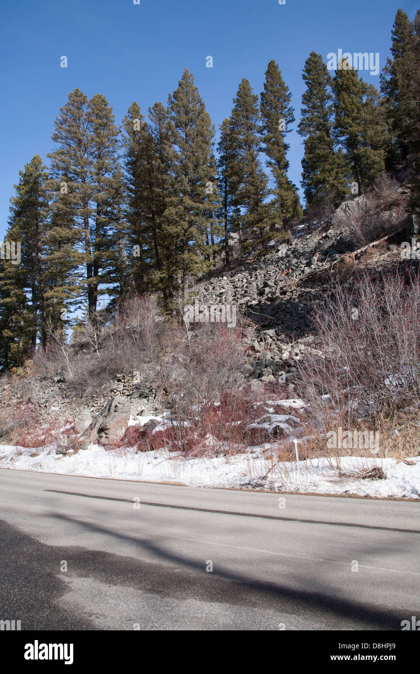 Careful of falling rock on Hyalite Canyon Road in Gallatin National ...