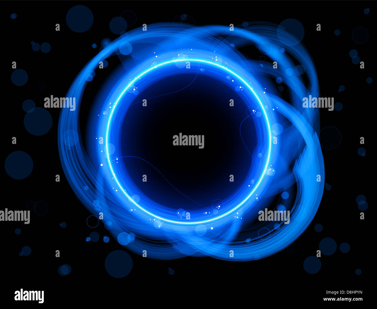 Vector - Blue Circle Border with Sparkles and Swirls Stock Photo - Alamy