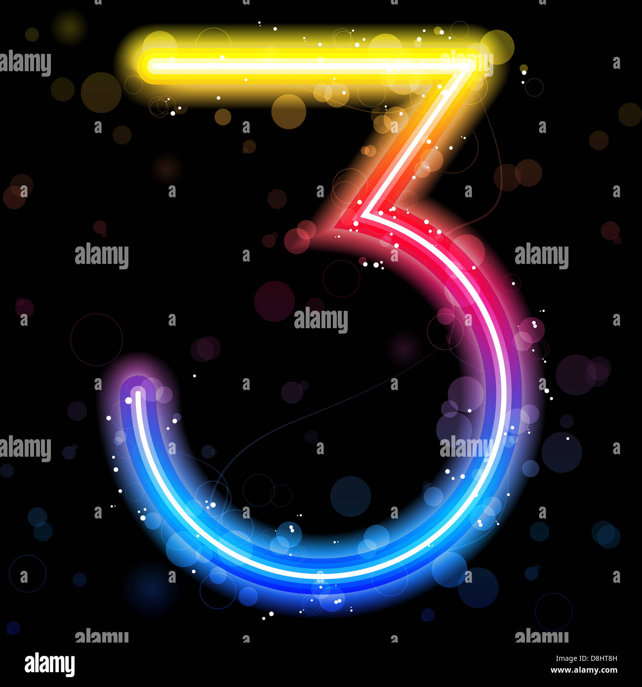 Vector - Number Rainbow Lights Glitter with Sparkles Stock Photo - Alamy