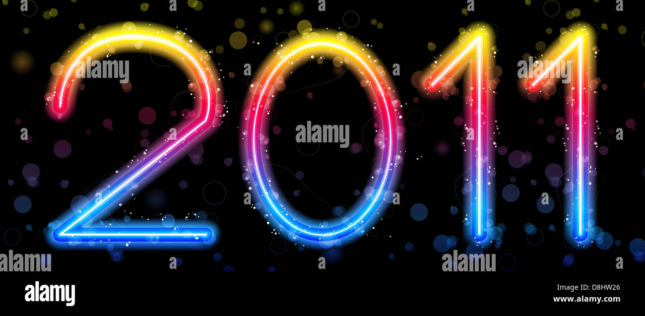 Vector - 2011 Abstract Colorful Rainbow Letters on Black Background ...