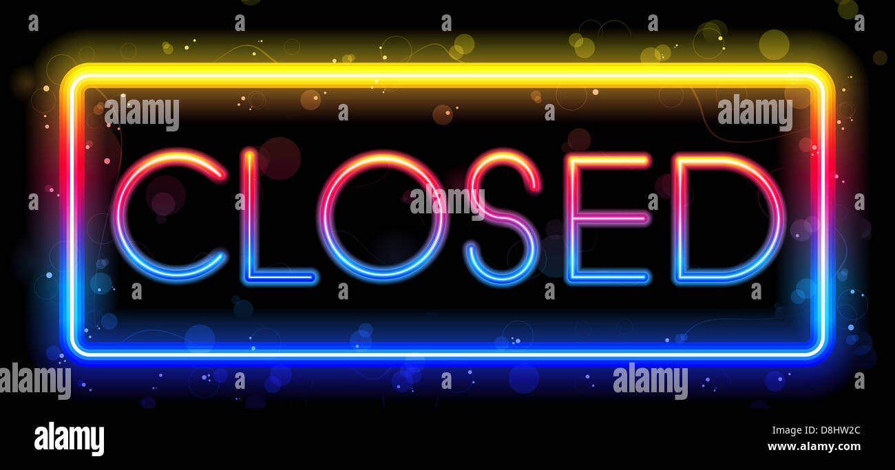 Vector - Closed Neon Sign Rainbow Color Stock Photo - Alamy