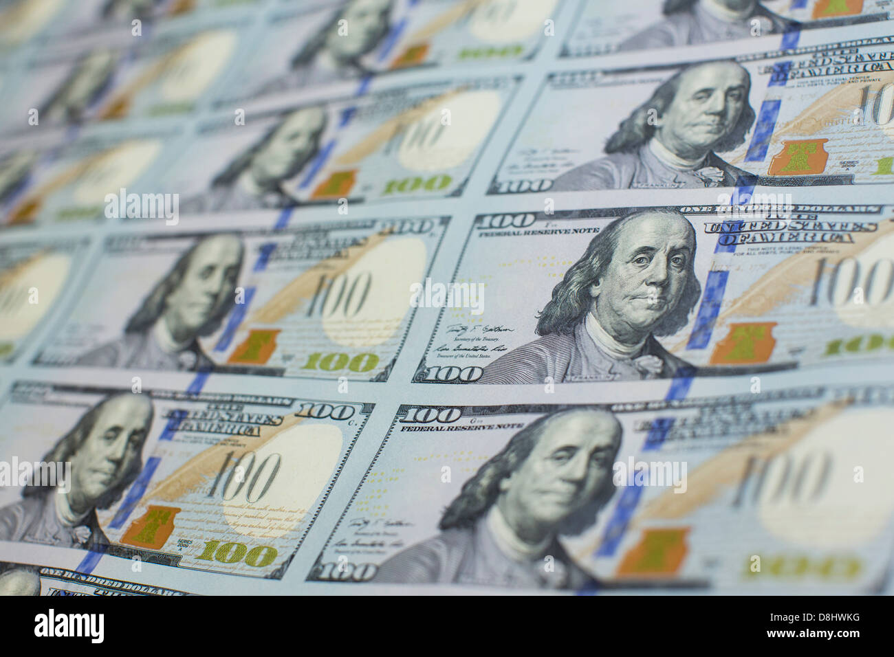 The newly redesigned $100 bill being printed at the Bureau of Engraving ...