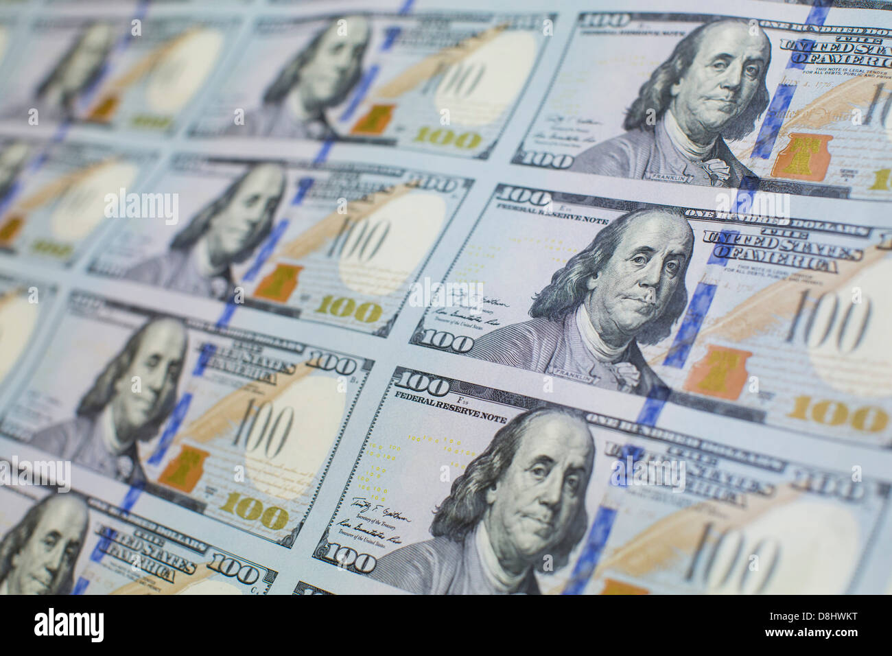 The newly redesigned $100 bill being printed at the Bureau of Engraving ...