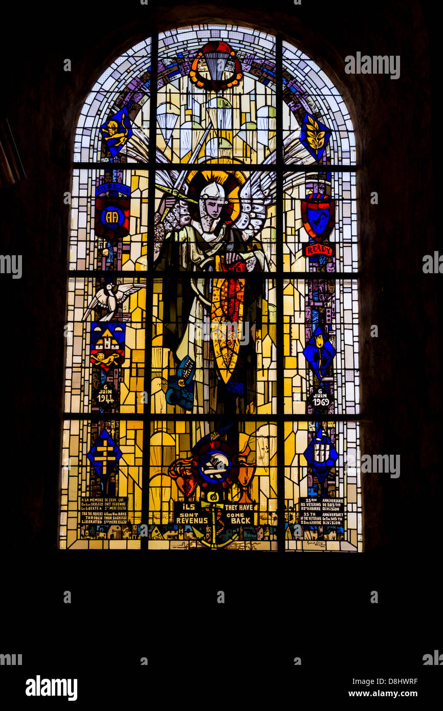 Stained glass window american paratroopers hi-res stock photography and ...