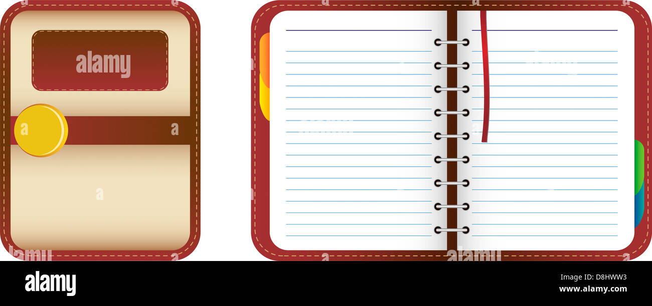 Leather organizer/notebook with colored tabs. Add your text Stock Photo ...