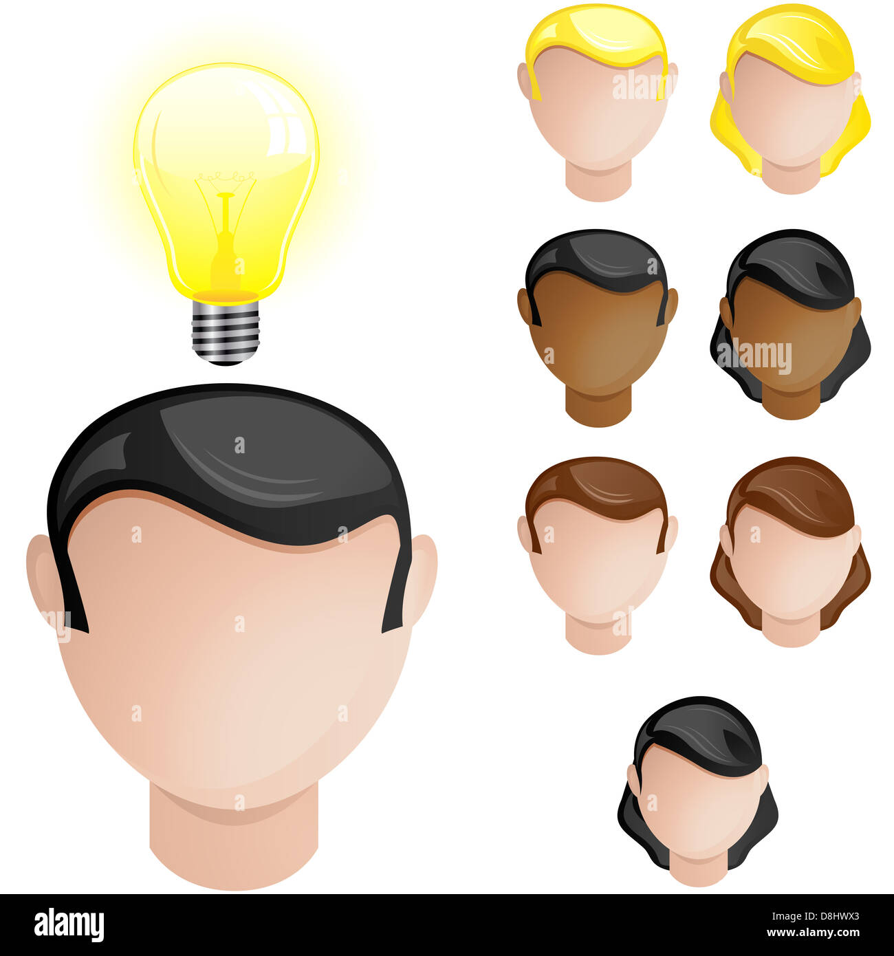 Avatar woman bulb light Cut Out Stock Images & Pictures - Alamy