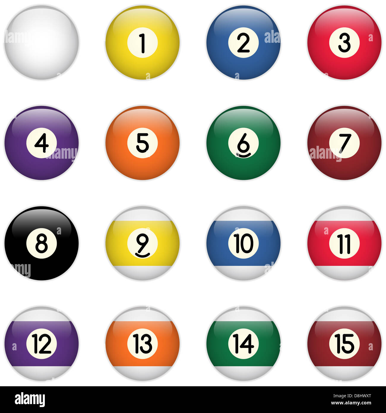Vector - Colored Pool Balls Set from Zero to Fifteen Stock Photo - Alamy