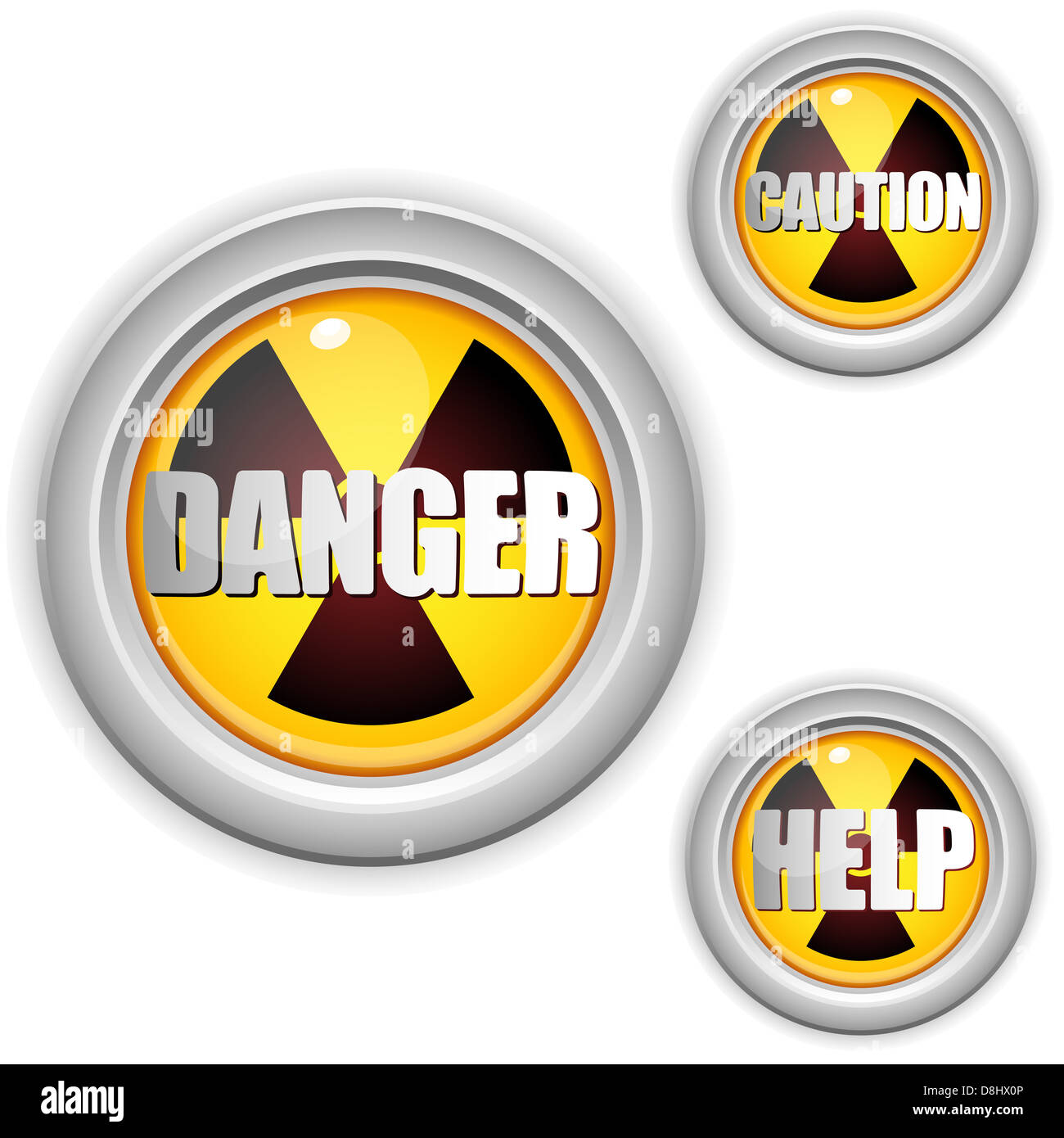 Vector - Radioactive Danger Yellow Button. Caution Radiation Stock ...