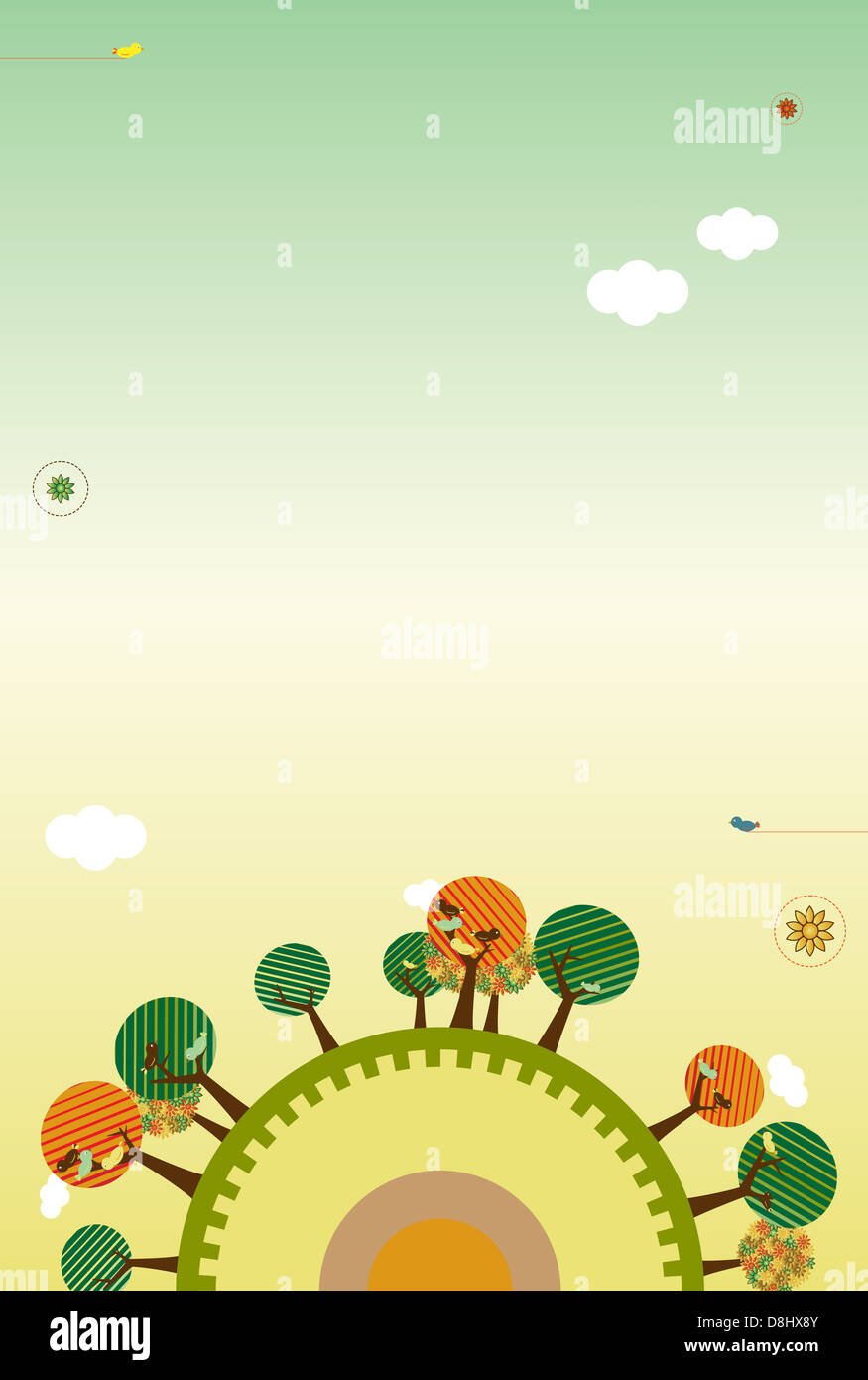 Retro nature layout with trees hi-res stock photography and images - Alamy