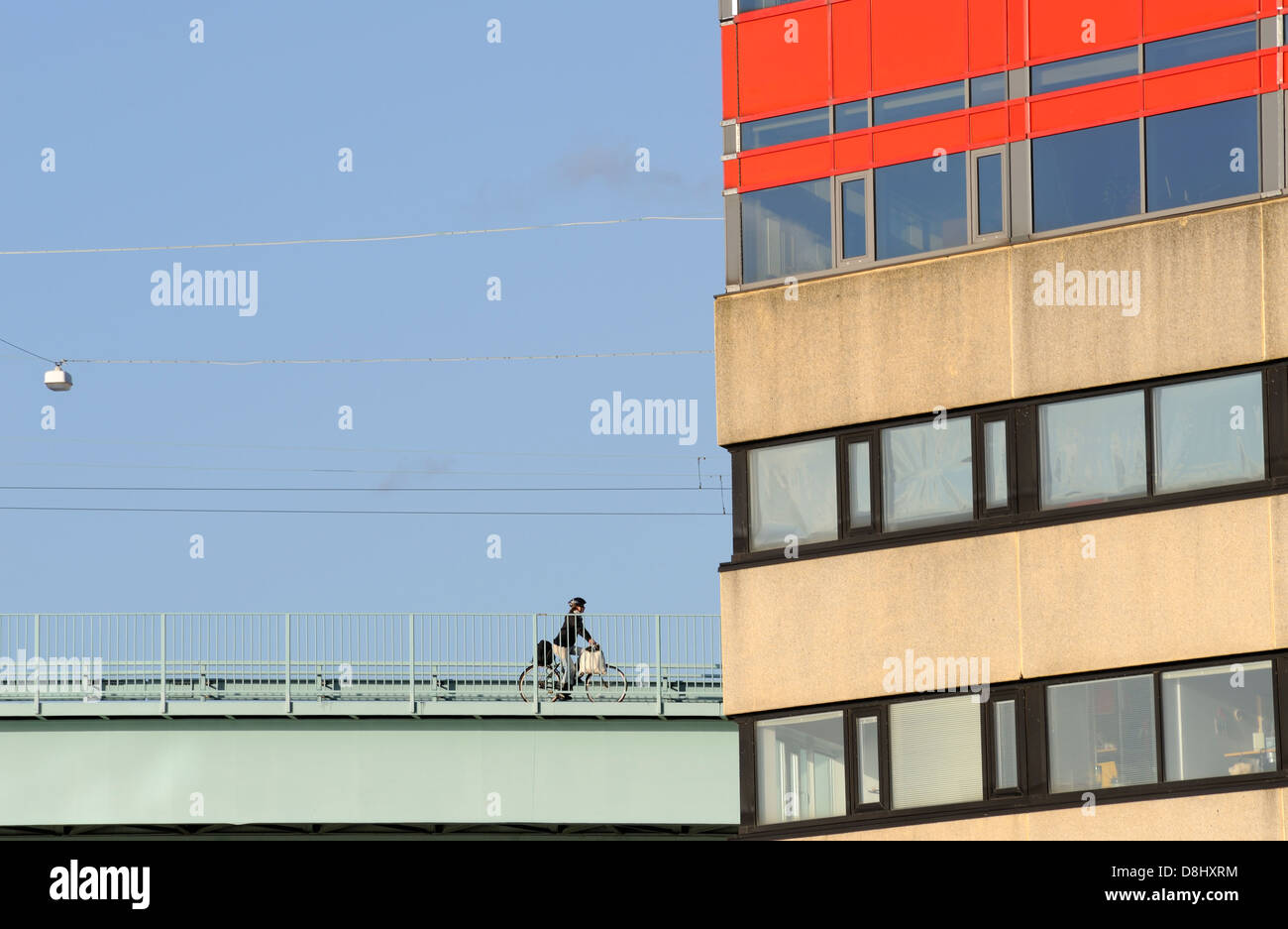 Cyclist by Utkiken Tower also known as Lipstick Building, Gothenburg ...