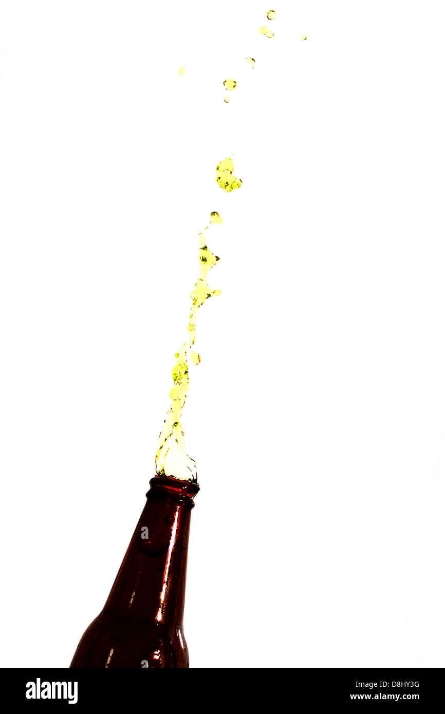Green water that spread out from the bottle on The white Background ...