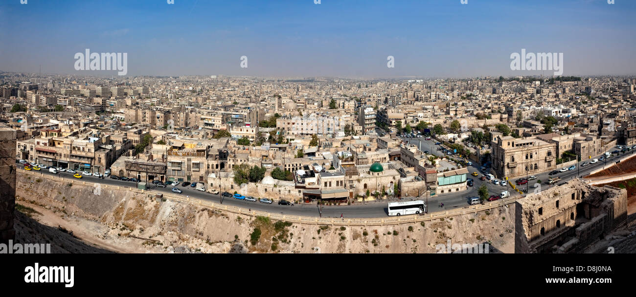 View from famous fortess and citadel in Aleppo, Syria, to the old town ...