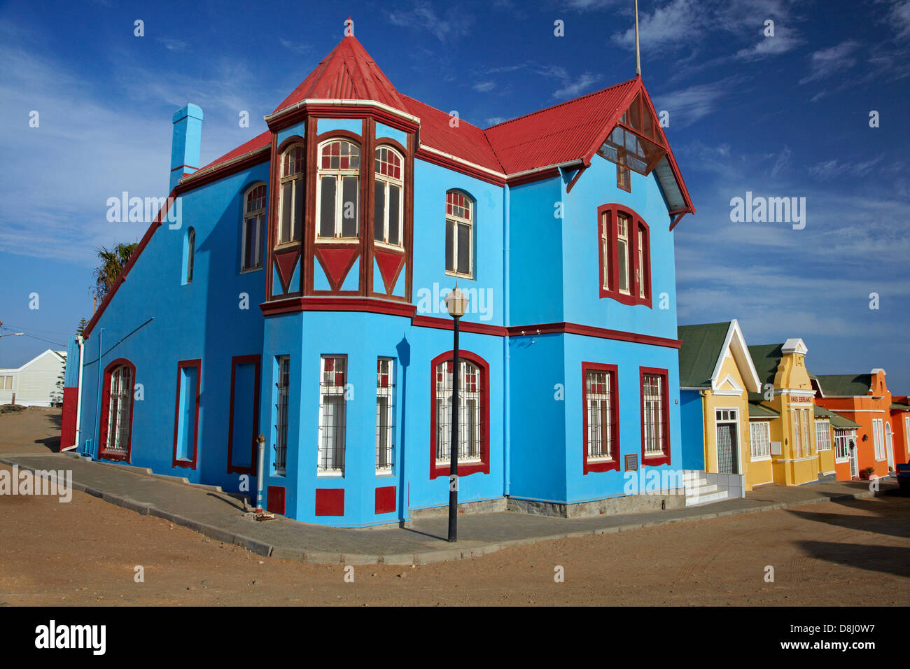 Colourful German colonial architecture, Luderitz, Namibia, Africa Stock ...