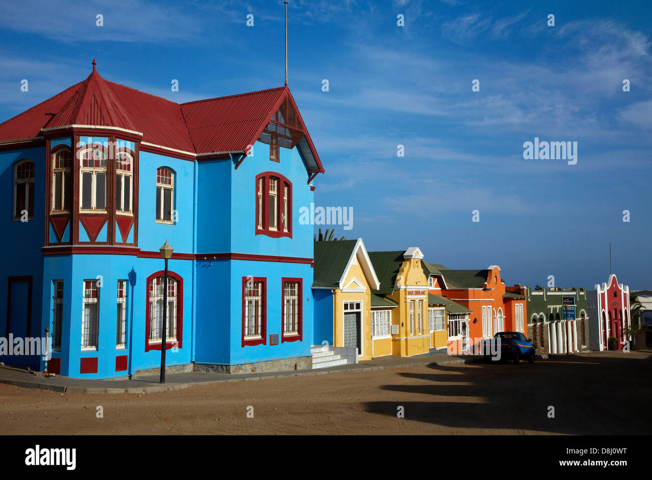 Colourful German colonial architecture, Luderitz, Namibia, Africa Stock ...
