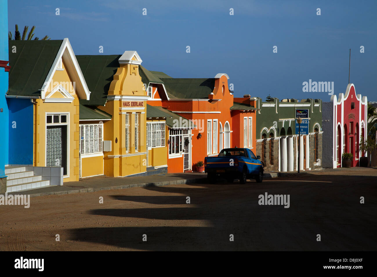 Colourful German colonial architecture, Luderitz, Namibia, Africa Stock ...