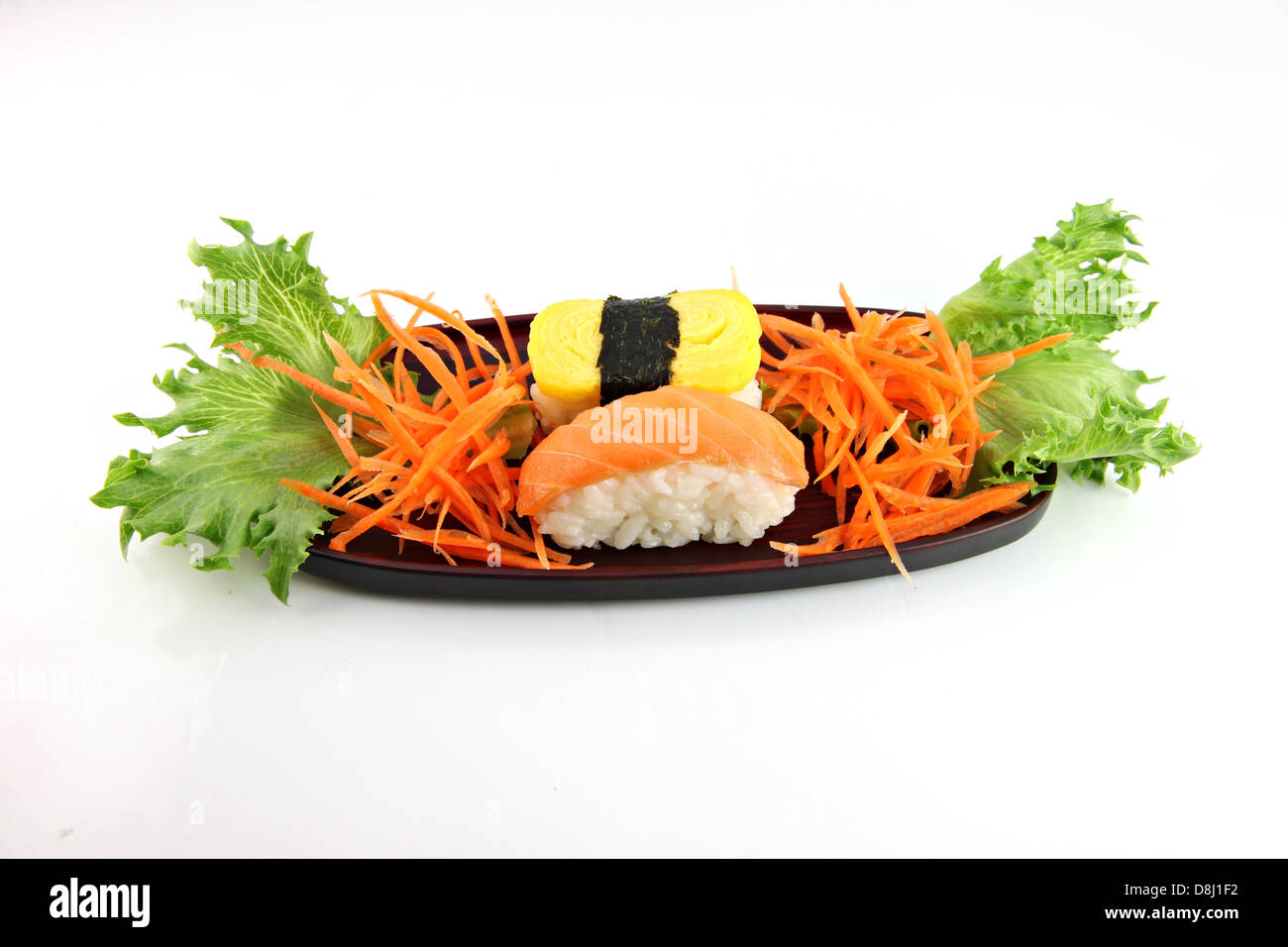 Sushi made from seafood on a sushi dish,Sushi is a food of Japanese ...