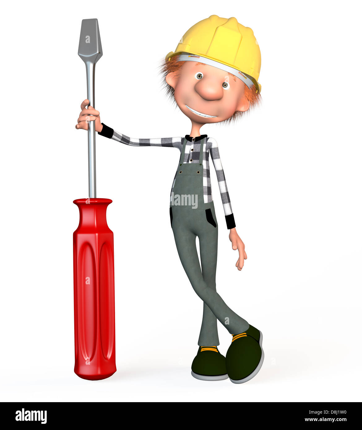 The 3D boy working with a screw-driver. Illustration Stock Photo - Alamy