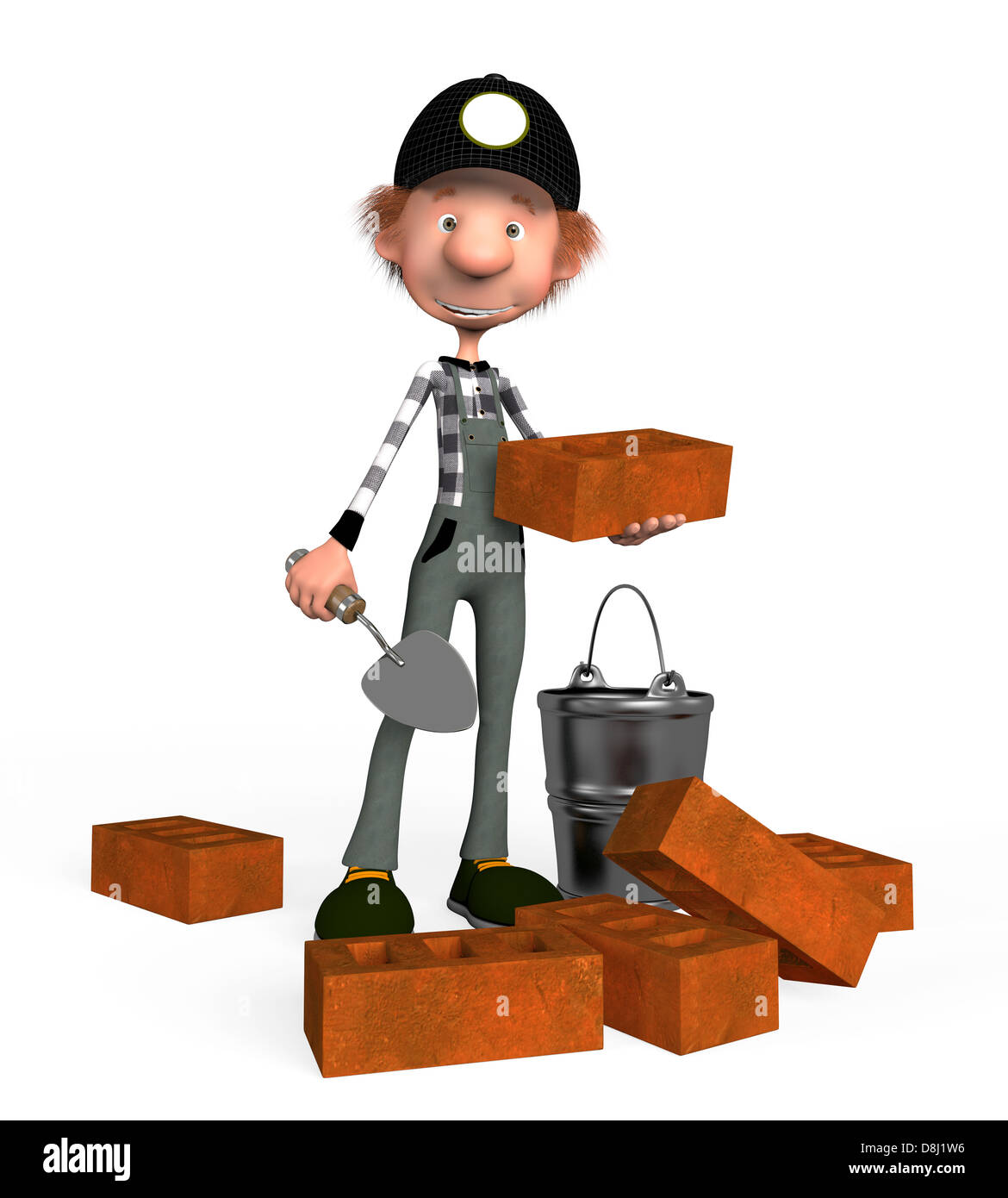 The boy the builder, lays a brick on building Stock Photo - Alamy