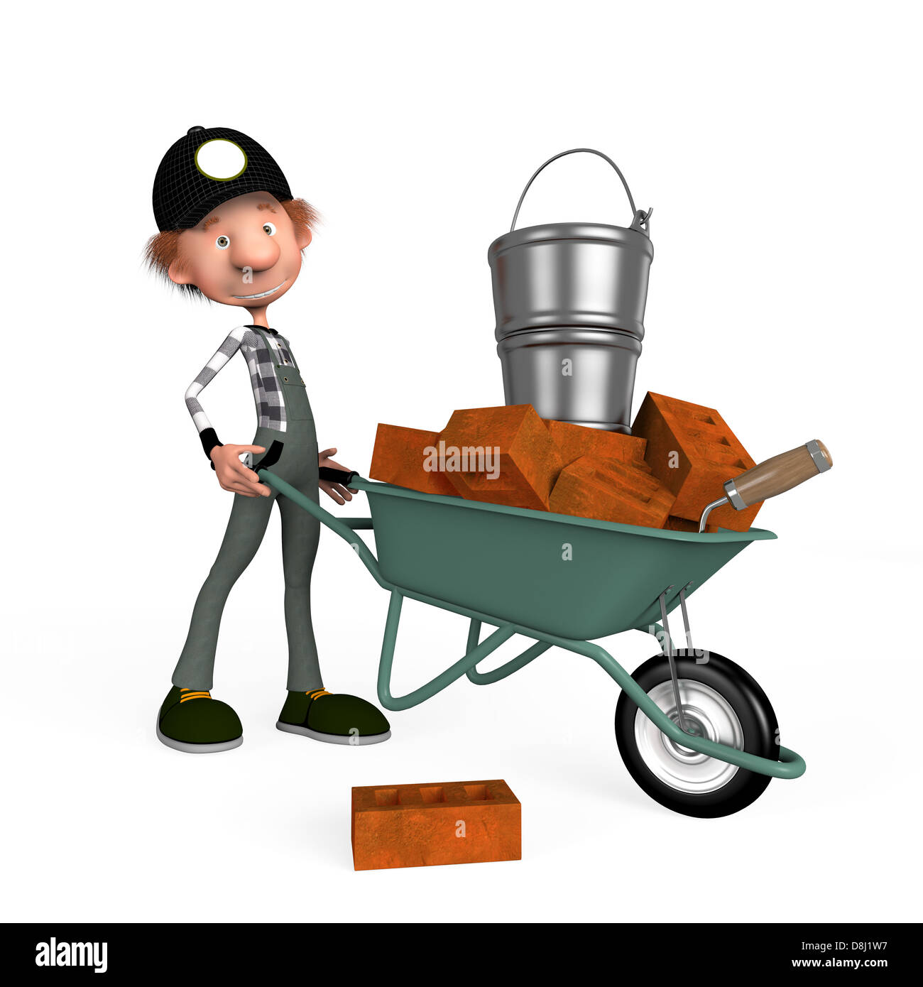 The boy the builder, lays a brick on building Stock Photo - Alamy