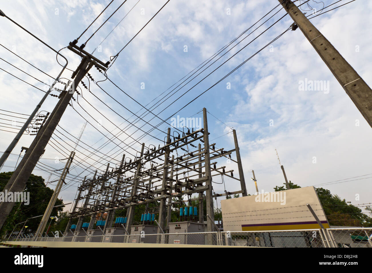 Electric Power Station in the City with Blue Sky Background Stock Photo ...