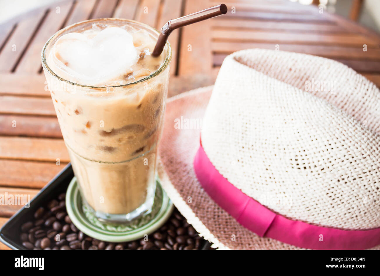 Coffee break with iced espresso at coffee shop Stock Photo - Alamy