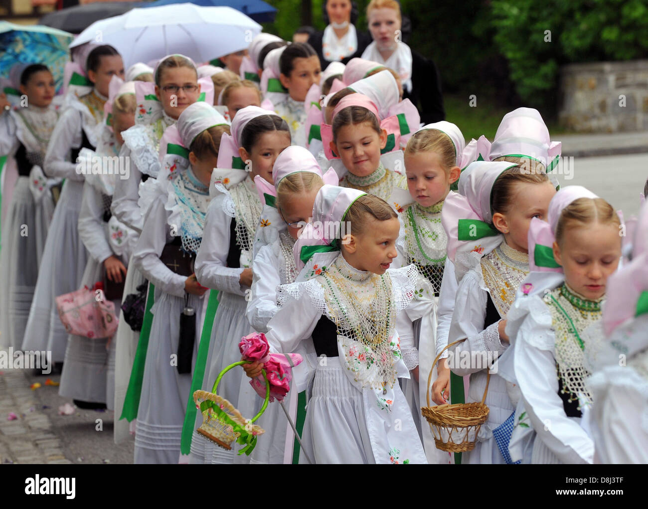The Catholic Sorbs in their traditional costumes take part in a Corpus ...