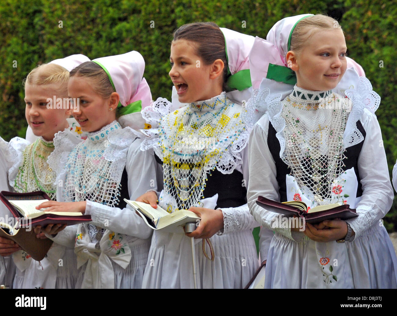 The Catholic Sorbs in their traditional costumes take part in a Corpus ...
