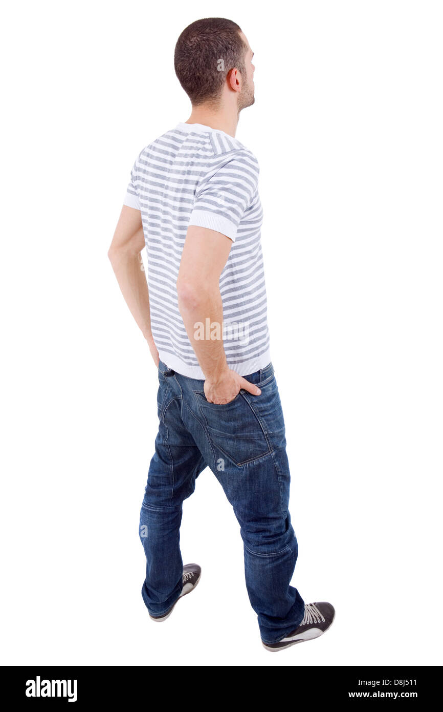 young casual man from the back looking, full body, isolated Stock Photo ...