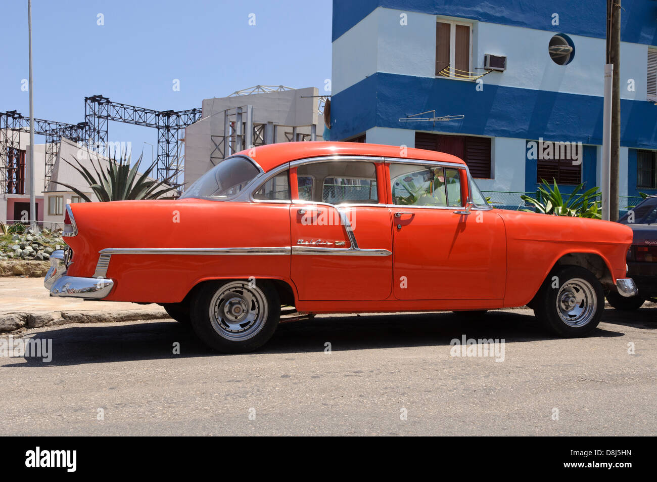 Red Chevrolet Bel Air, Vedado, Havanna, Cuba, Caribbean Stock Photo - Alamy