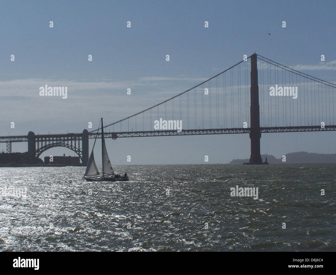 The image depicts the Golden Gate Bridge, an iconic suspension bridge ...