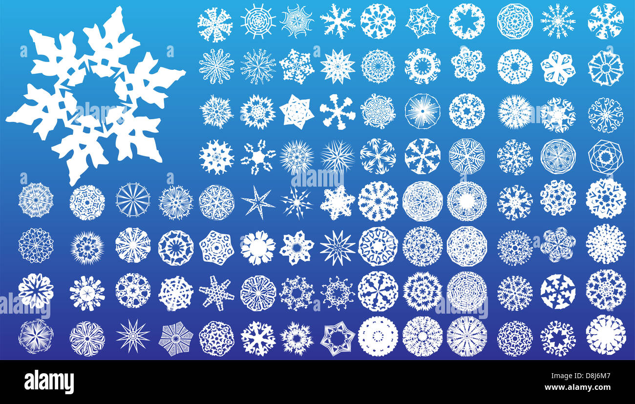 Set of 97 highly detailed complex snowflakes. Vector Image Stock Photo ...