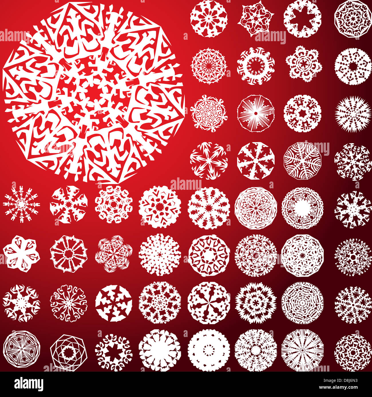 Set of 49 highly detailed complex snowflakes. Vector Image Stock Photo ...