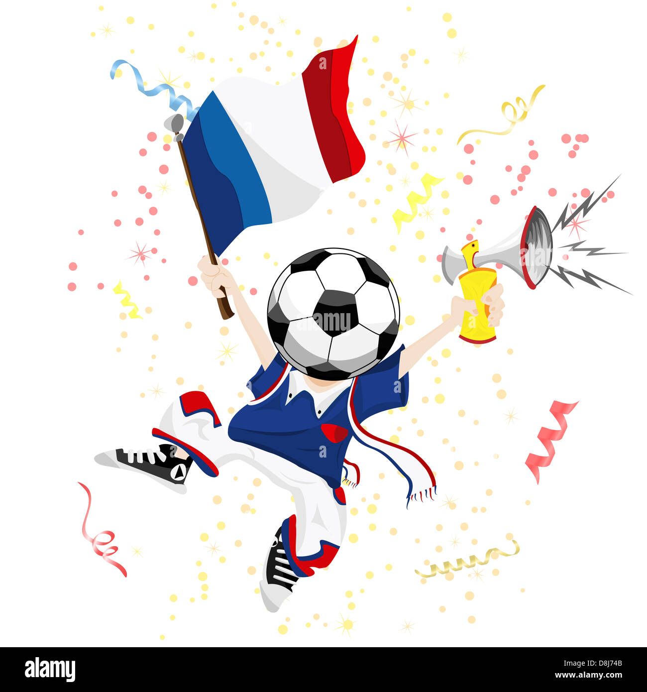 France Soccer Fan with Ball Head. Editable Vector Illustration Stock ...