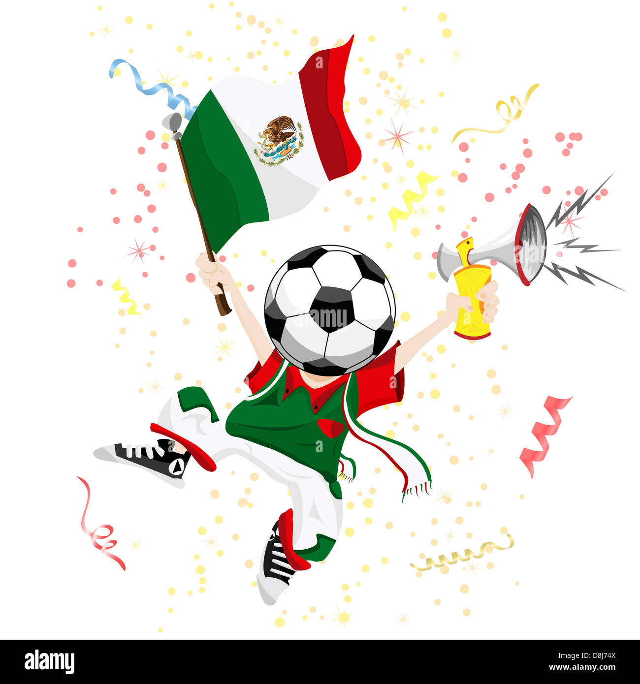 Mexico Soccer Fan with Ball Head. Editable Vector Illustration Stock ...