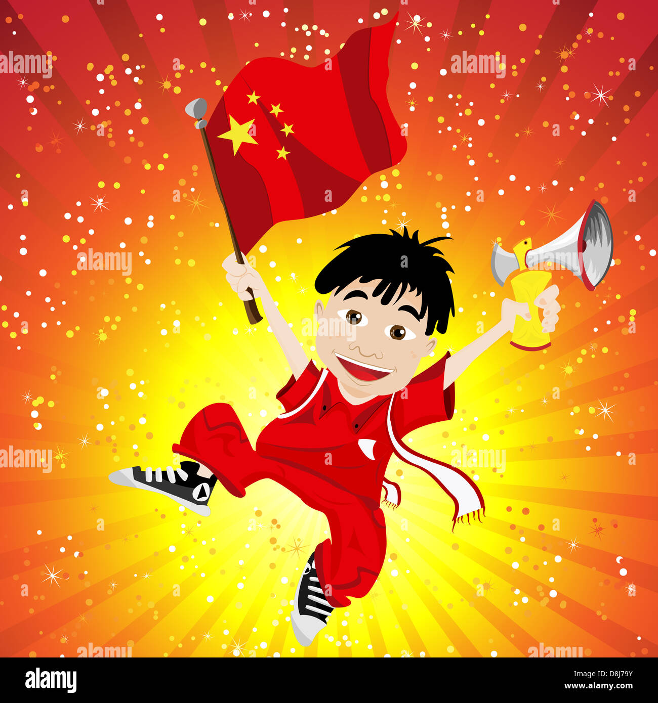 Vector - China Sport Fan with Flag and Horn Stock Photo - Alamy
