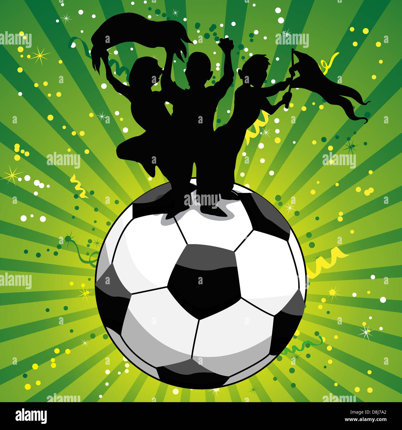 Crowd Celebrating Soccer Game on Ball. Editable Vector Illustration ...