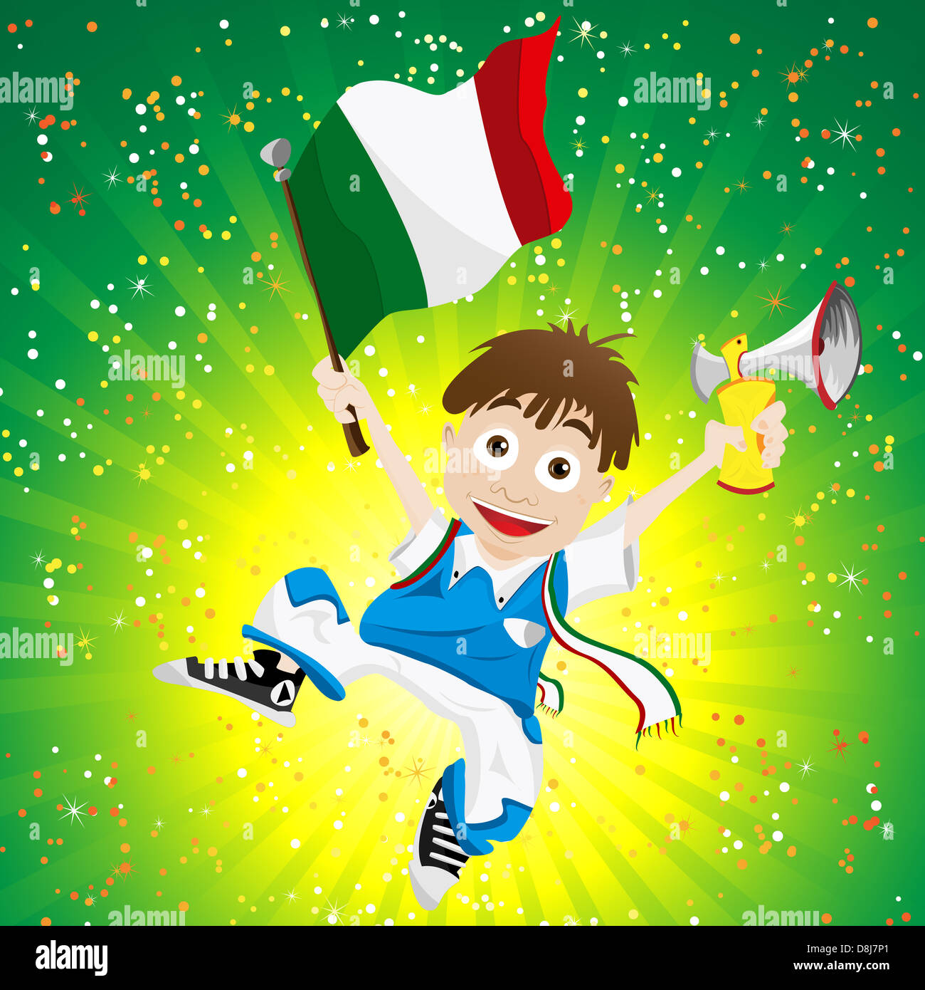 Vector - Italy Sport Fan with Flag and Horn Stock Photo - Alamy