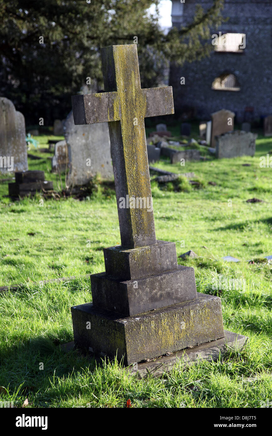 It's a photo of an old cross of an old tombstone in an cemetery in ...
