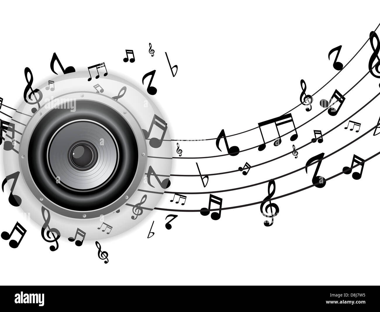 Vector - Speaker Glass Button with Music Notes Stock Photo - Alamy