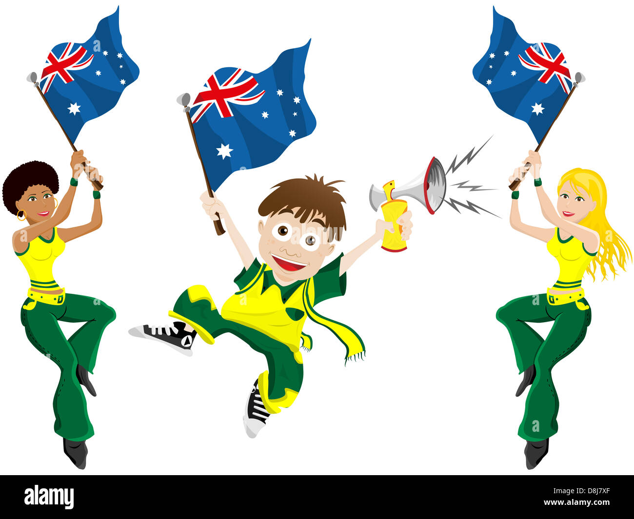 Vector - Australia Sport Fan with Flag and Horn Stock Photo - Alamy