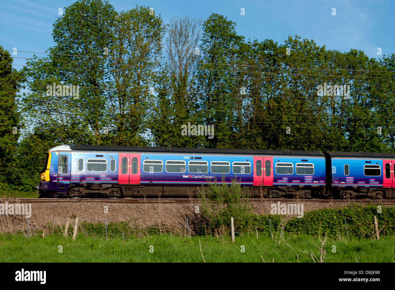 First Capital Connect train at speed Stock Photo - Alamy