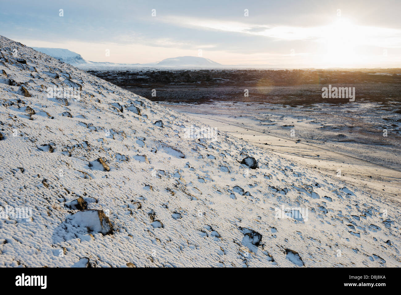 Europe, Iceland, Myvatn, winter landscape on Volcano Hverfjall Stock ...