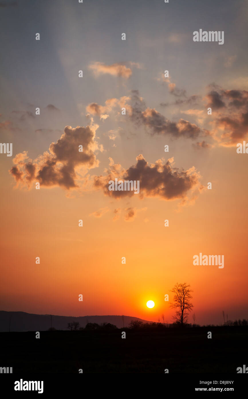 Landscape in the wonderful sunset light Stock Photo - Alamy